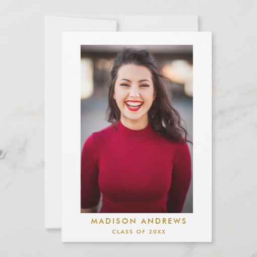 Burgundy Gold Striped Graduation Party Photo Back Invitation | Zazzle