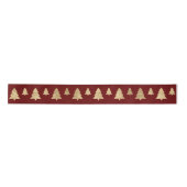 Burgundy Golden Christmas Tree Holidays Satin Ribbon | Zazzle