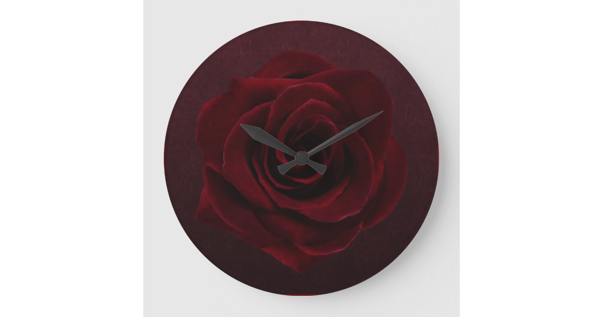 Burgundy Gothic Rose Large Clock | Zazzle