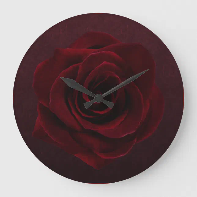 Burgundy Gothic Rose Large Clock | Zazzle