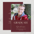 Burgundy Graduate Photo Card with Graduation Party | Zazzle
