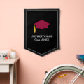 Burgundy Graduation Cap & Text on Black Pennant | Zazzle