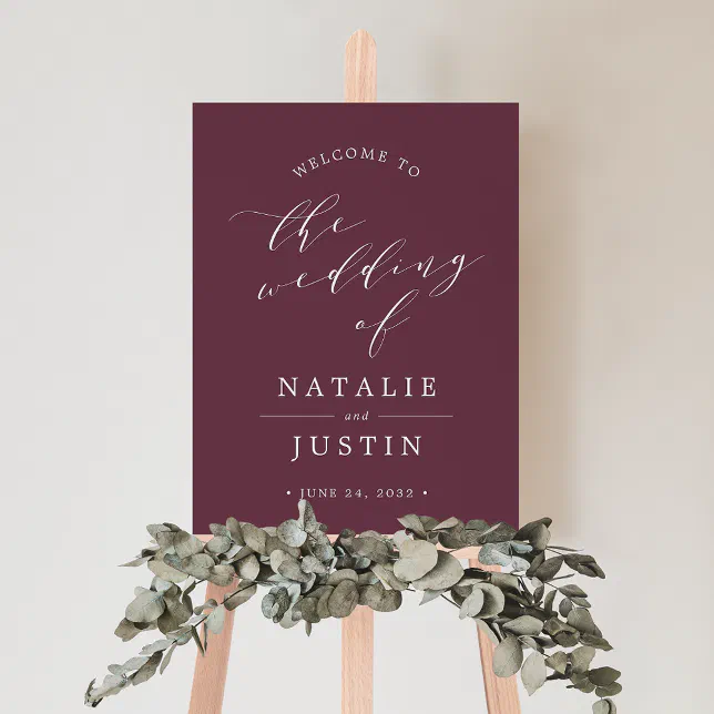 Burgundy | Happily Ever After Wedding Welcome Sign | Zazzle