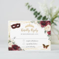Burgundy Ivory Floral Quinceañera Butterflies Mask RSVP Card | Zazzle