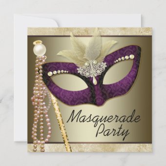 Burgundy Ivory Pearl Masquerade Party Invitation | Zazzle