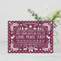 Burgundy Love Peace Joy papel picado Christmas Holiday Card | Zazzle