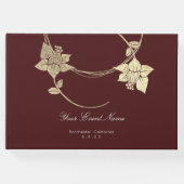 Burgundy Maroon Champaign Gold Floral Wedding Guest Book | Zazzle