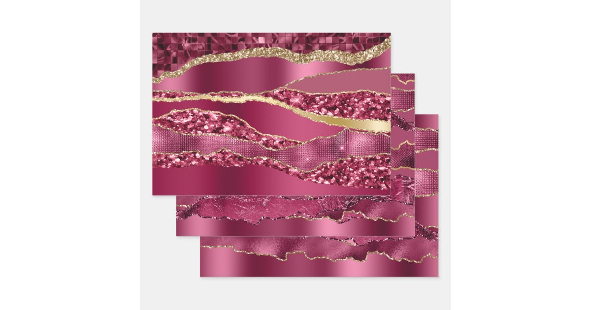 Burgundy maroon gold foil glitter classy chic wrapping paper sheets ...