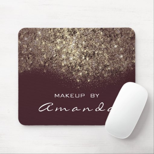 Burgundy Maroon Gold Glitter Branding Beauty Mouse Pad | Zazzle