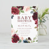 Burgundy Maroon Red Beautiful Baby Shower Invitation | Zazzle