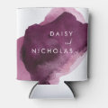 Burgundy Maroon Watercolor Wedding Can Cooler | Zazzle