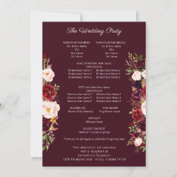 Burgundy Marsala Floral Wedding Program V3 | Zazzle