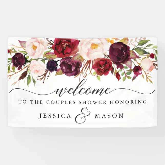 Burgundy Marsala Vinyl Welcome Banner | Zazzle