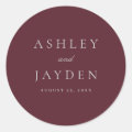Burgundy Merlot Wine Minimal Wedding Classic Round Sticker | Zazzle