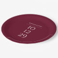 Burgundy Minimalist Special Date Wedding Paper Plates | Zazzle