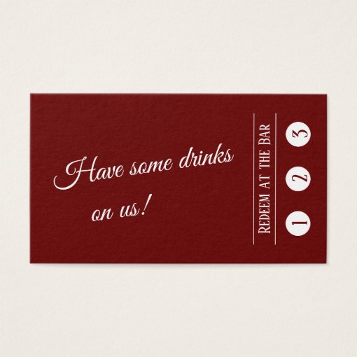 Burgundy Modern 3-Punch Drink Ticket Cards | Zazzle