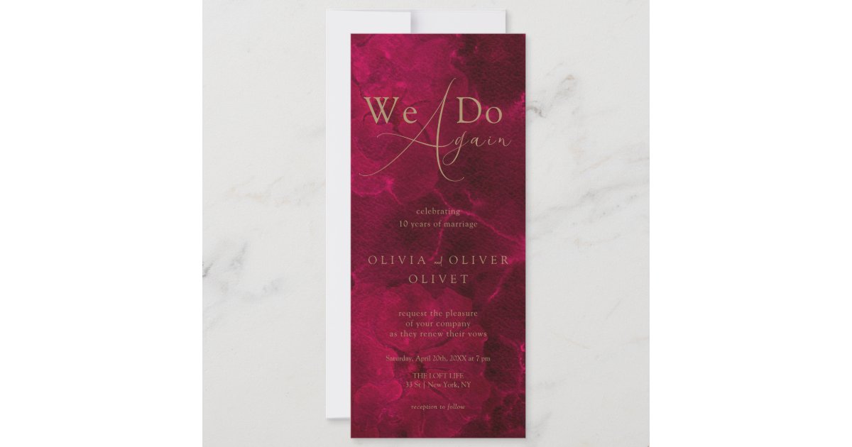 Burgundy Passion Vow Renewal Invitation | Zazzle