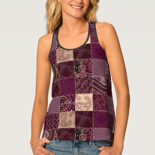 Burgundy Patchwork Quilt Pattern Ladies Tank Top | Zazzle.com