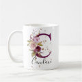 Burgundy Pink Cream Floral Letter C Monogram Coffee Mug | Zazzle