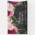 burgundy pink floral chalkboard welcome banner | Zazzle