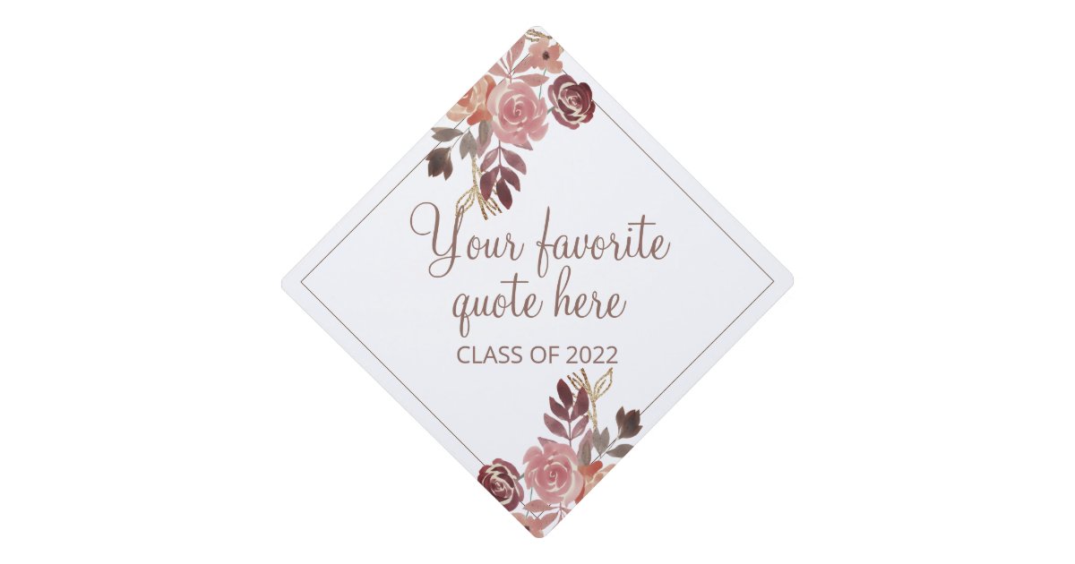 Burgundy Pink Floral Graduation Graduation Cap Topper | Zazzle