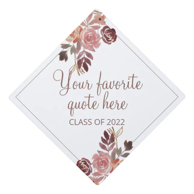 Burgundy Pink Floral Graduation Graduation Cap Topper | Zazzle