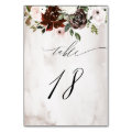Burgundy Pink Rose Watercolor Floral No 18 Wedding Table Number | Zazzle