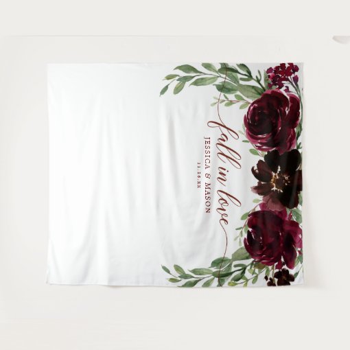 Burgundy Pumpkin Fall In Love Backdrop Photo Booth | Zazzle