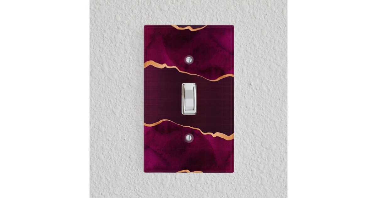 Burgundy purple gold agate marble light switch cover | Zazzle