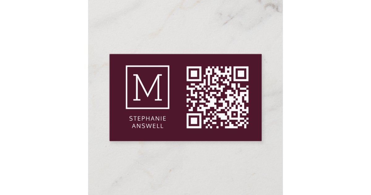 Burgundy QR Code Minimal Logo Professional Business Card | Zazzle