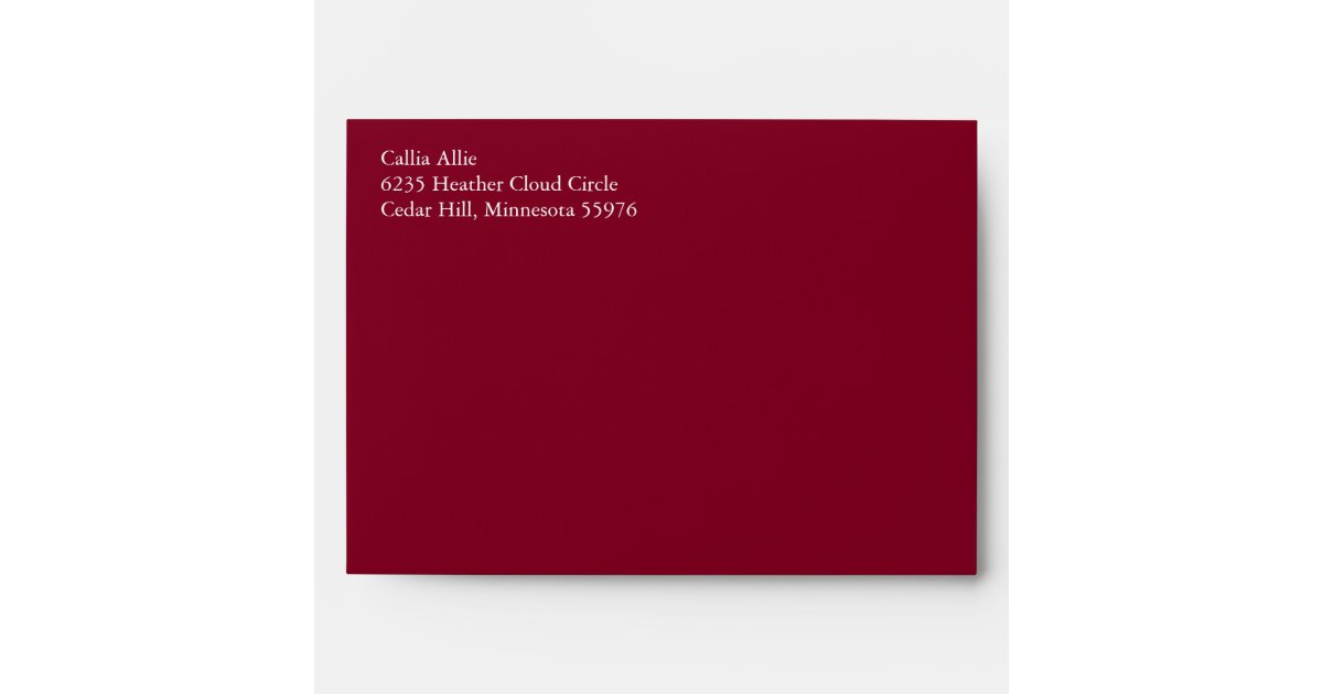 Burgundy Red A7 5x7 Custom Pre-addressed Envelopes | Zazzle