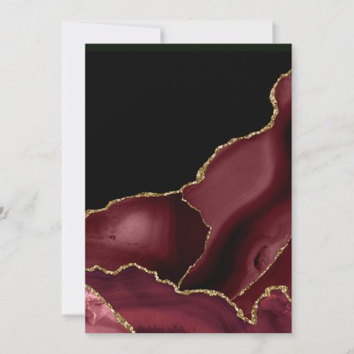 Burgundy Red and Gold Glitter Agate 21st Birthday Invitation | Zazzle