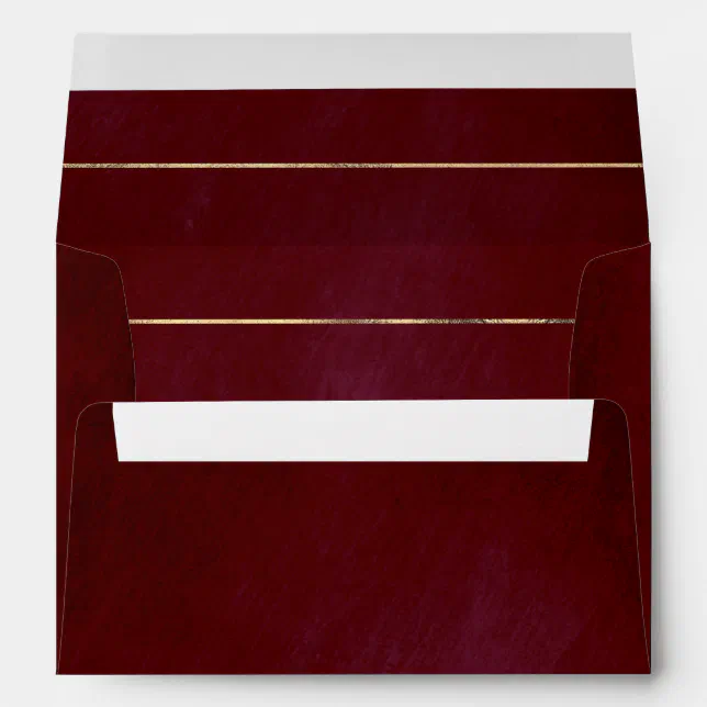 Burgundy Red and Gold Stripes Elegant Modern Envelope | Zazzle
