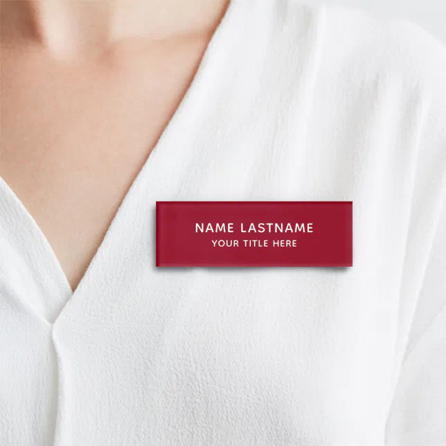 Burgundy Red Basic Simple Minimalist Modern Title Name Tag | Zazzle