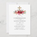 Burgundy Red Floral Confirmation Invitation | Zazzle
