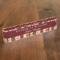 Burgundy Red Floral Elegant Modern Personalized Desk Name Plate | Zazzle