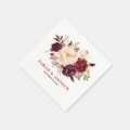 Burgundy Red Floral Rustic Boho Paper Napkin | Zazzle