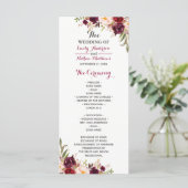 Burgundy Red Floral Wedding Program | Zazzle
