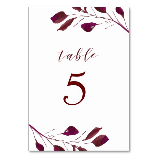 Burgundy Red Foliage Wedding Table Number | Zazzle