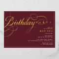 Burgundy Red & Gold | Fancy Maroon Birthday Party Foil Invitation | Zazzle