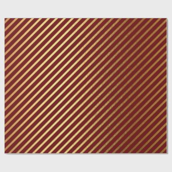 Burgundy Red Maroon Gold Stripes Lines Lux Wrapping Paper | Zazzle