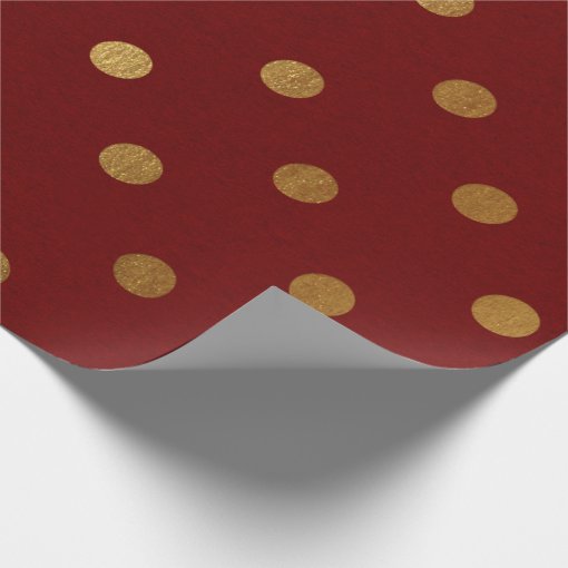 Burgundy Red Maroon Golden Big Polka Dots Wrapping Paper | Zazzle