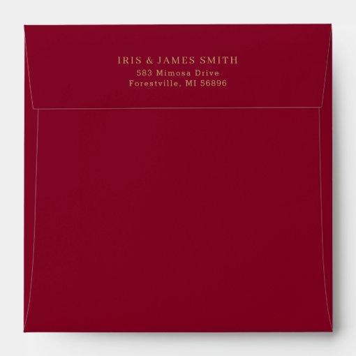 Burgundy Red Maroon Square Card Wedding Envelope | Zazzle