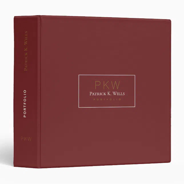 burgundy red professional portfolio 3 ring binder | Zazzle
