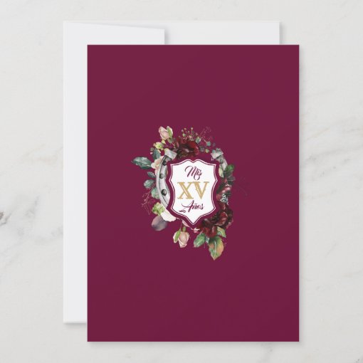 Burgundy Red Roses Elegant Charro Quinceanera Invi Invitation | Zazzle