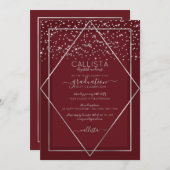 Burgundy Red Silver Confetti Border Graduation Invitation | Zazzle