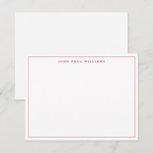 Burgundy Red Simple Professional Thin Border Chic Note Card | Zazzle