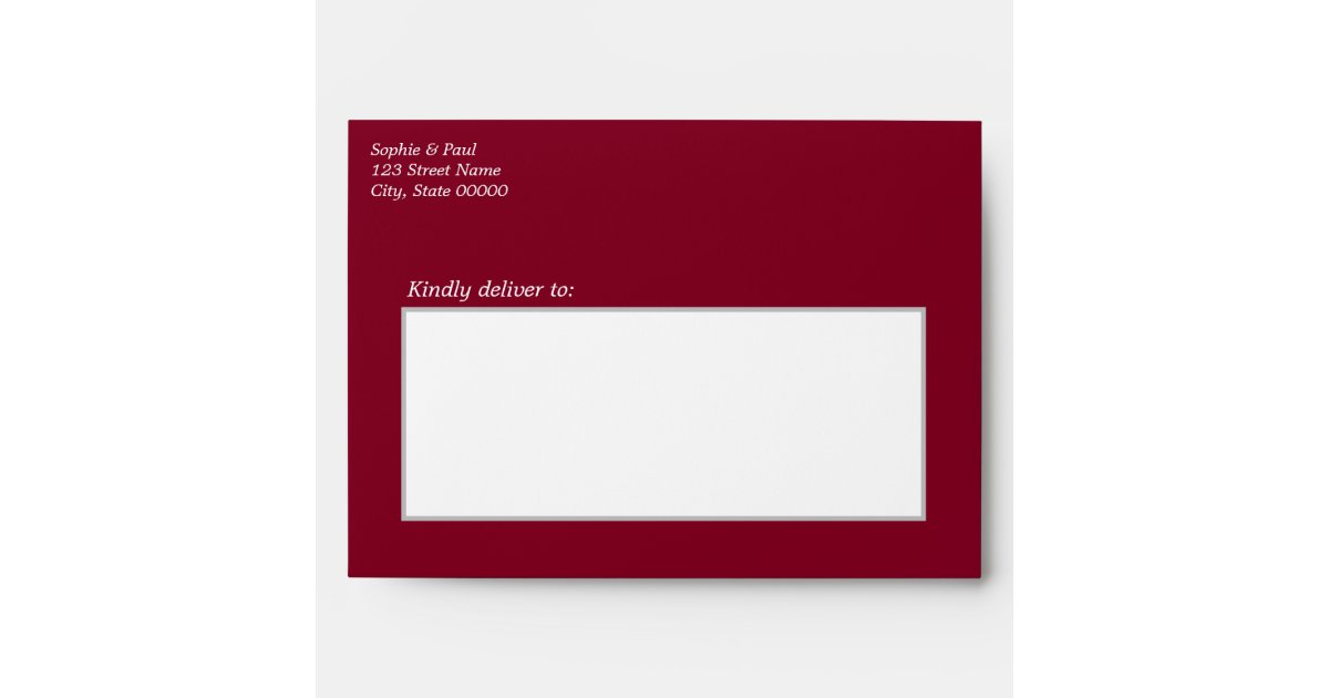 Burgundy Red Wedding Invitation Envelope | Zazzle