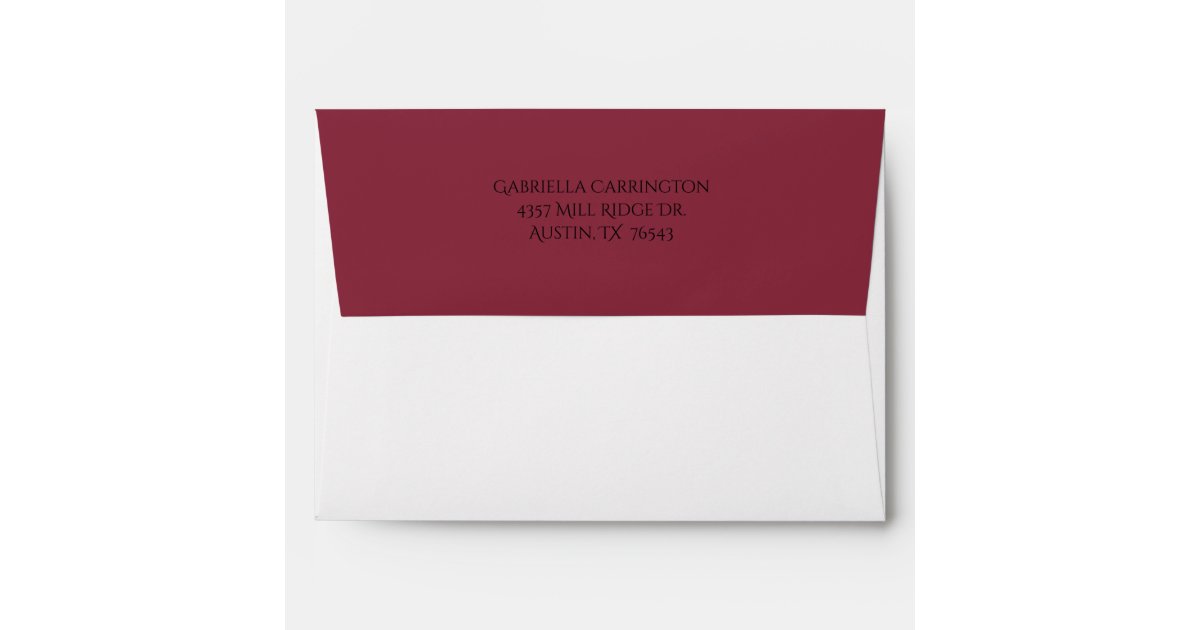 Burgundy Return Address Wedding Invitation Envelope | Zazzle
