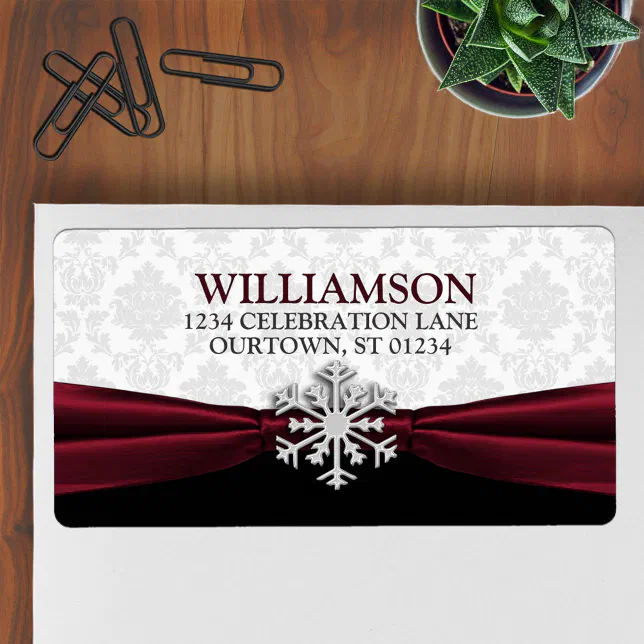 Burgundy Ribbon Address Labels | Zazzle